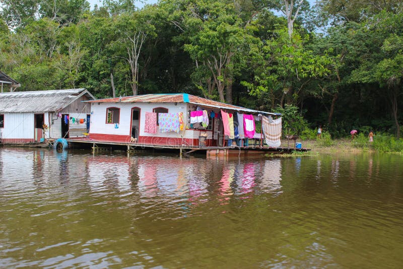 Casas Do Rio Amazonas Em Pernas De Pau Em Amazonas, Brasil Imagem de ...