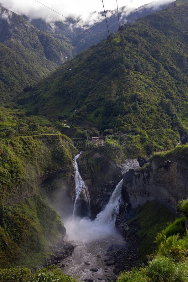 Cascada Agoyan Waterfall in Banos, Ecuador. Stock Image - Image of ...