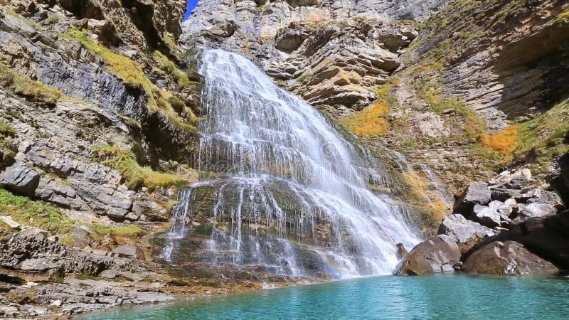 Cola De Caballo Waterfall in the Colorful Valley. Ordesa National Park ...