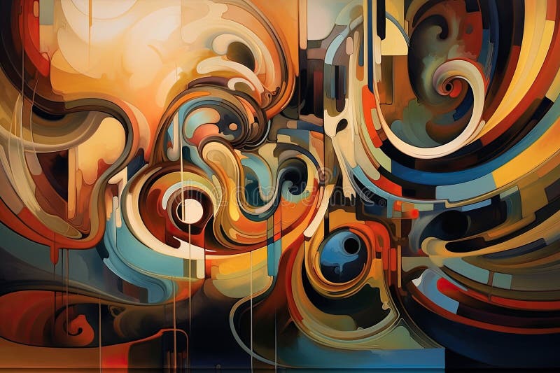 Cascade of Abstract Shapes and Swirling Forms, Infusing the Composition ...