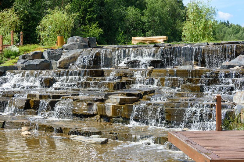 Cascade of Artificial Waterfalls on a Water Staircase on the Riverbed ...