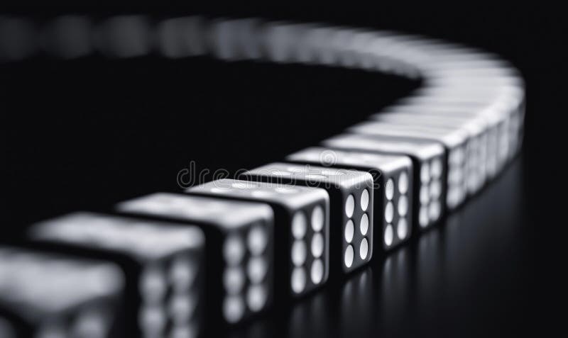 A Cascade of Black Dice, All Showing Six, Creates a Mesmerizing Pattern ...