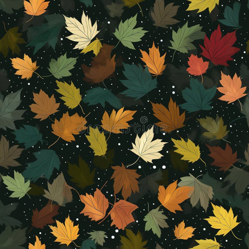 Cascade of Colorful Autumn Leaves Seamless Pattern Stock Illustration ...