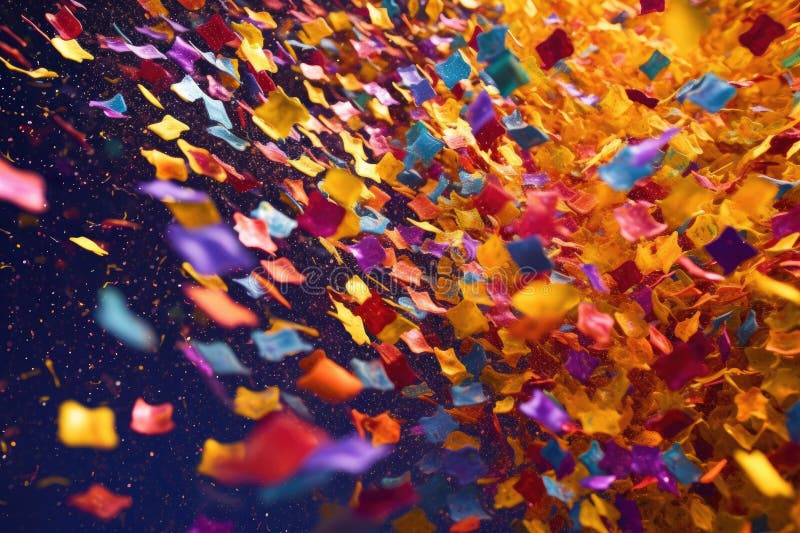 Cascade of Colorful Confetti Raining Down, Creating a Festive and ...