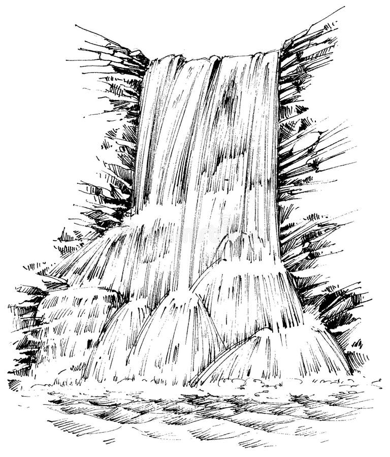 Cascade de montagnes illustration de vecteur. Illustration du dessin ...
