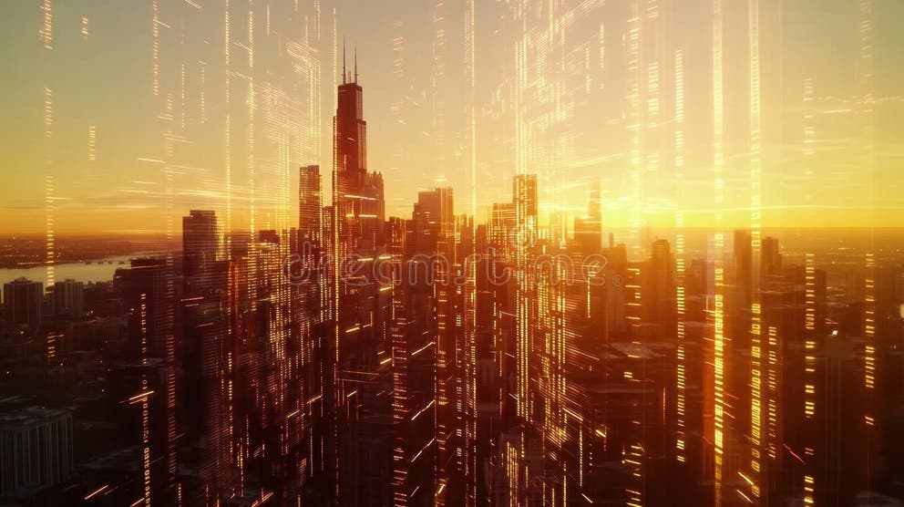 A Cascade of Digital Numbers and Lines Forms a Dynamic Chart ...