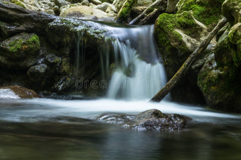 Cascade Falls Over Mossy Rocks - Stock Image - Everypixel