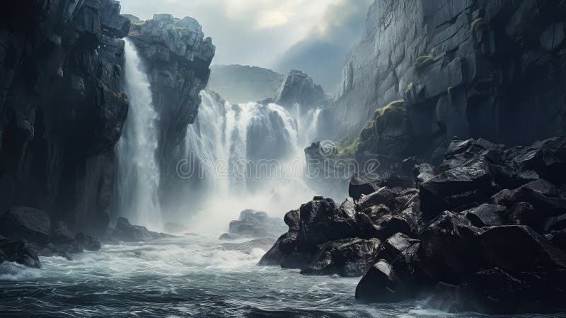 Cascade infinite water stock illustration. Illustration of tranquil ...