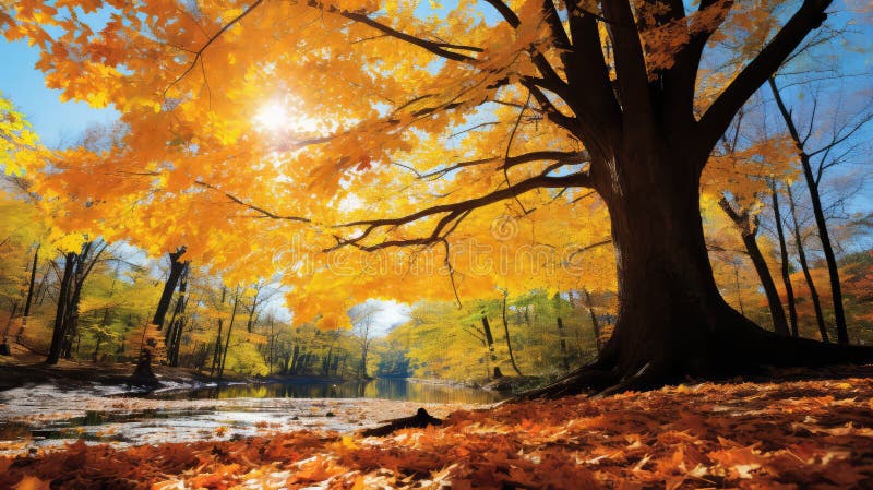 Cascade Leaves Falling from Tree Stock Image - Image of forest, autumn ...