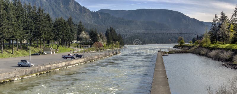 Cascade Locks Panorama Oregon State. Stock Photo - Image of travels ...