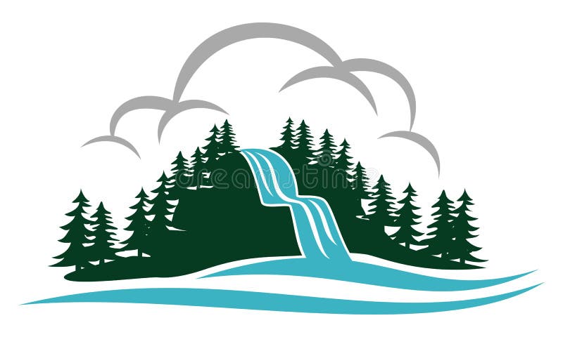 Cascade Logo Design Template De Montagne Illustration de Vecteur ...