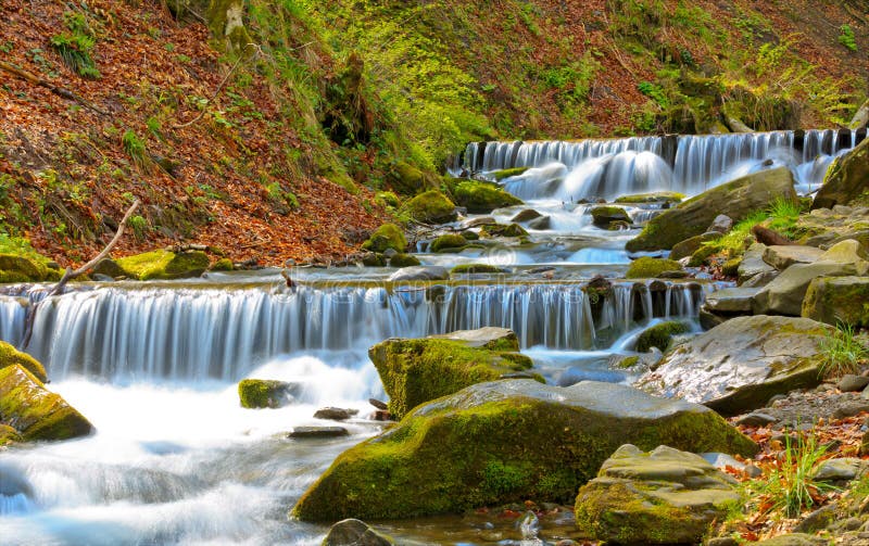 Cascade on mountain river stock photo. Image of soft - 45388906