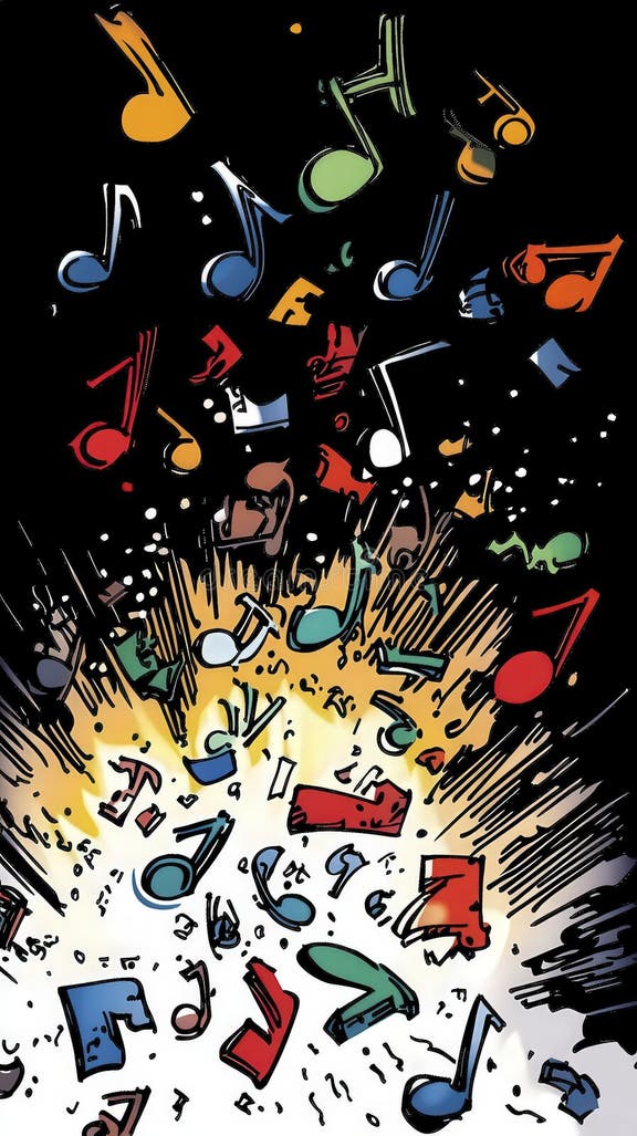 Cascade of Musical Notes Creating Explosive Energy Stock Illustration ...