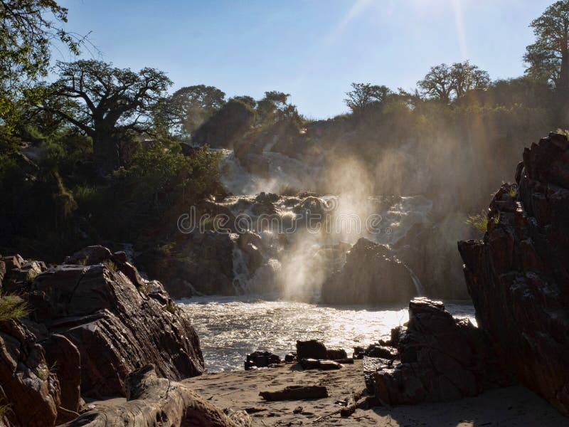 Cascade of Ruacana Falls Lies on the Border of Namibia and Botswana ...