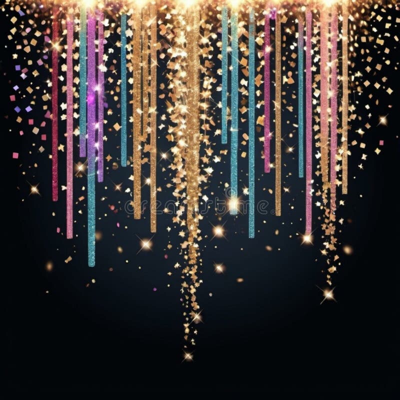 Cascade of Shimmering Sparkles Falling Bright Glitter Confetti, AI ...