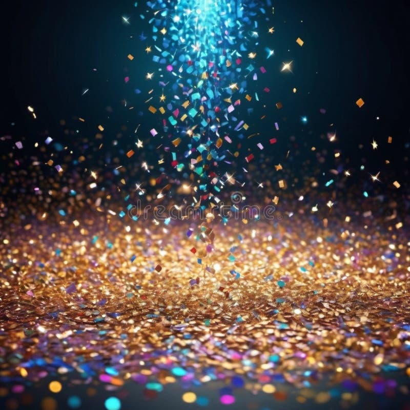 Cascade of Shimmering Sparkles Falling Bright Glitter Confetti, AI ...