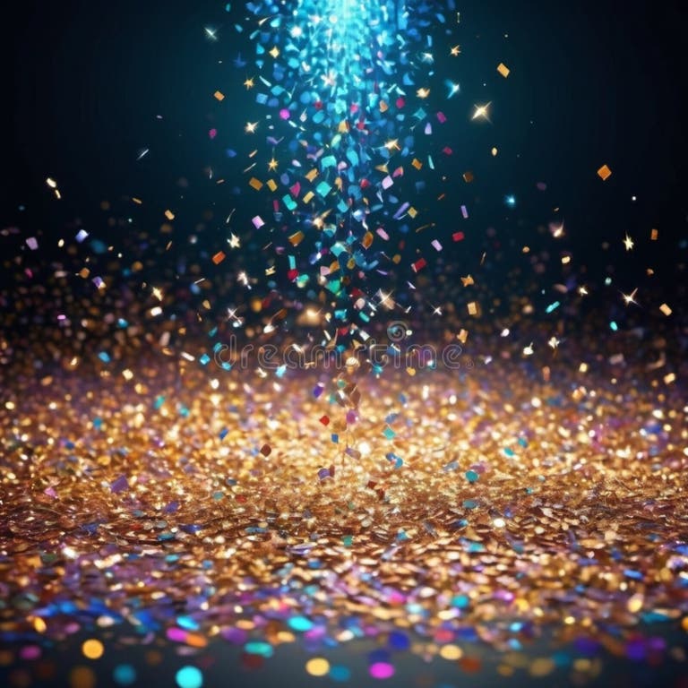 Cascade of Shimmering Sparkles Falling Bright Glitter Confetti, AI ...