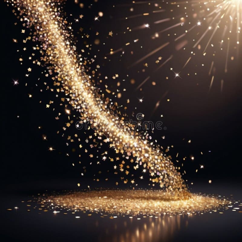 Cascade of Shimmering Sparkles Falling Bright Glitter Confetti, AI ...