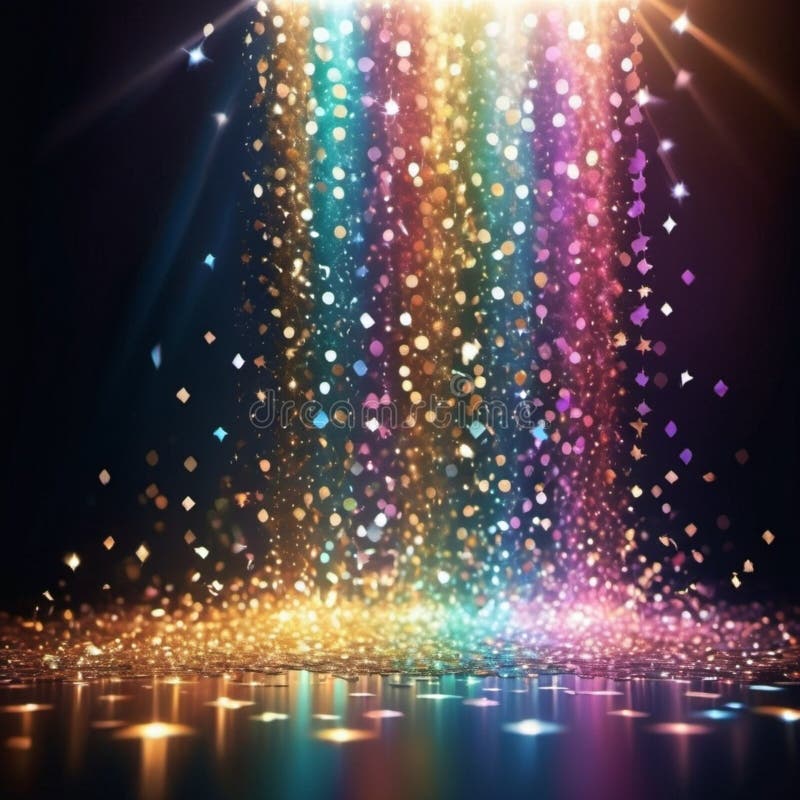 Cascade of Shimmering Sparkles Falling Bright Glitter Confetti, AI ...
