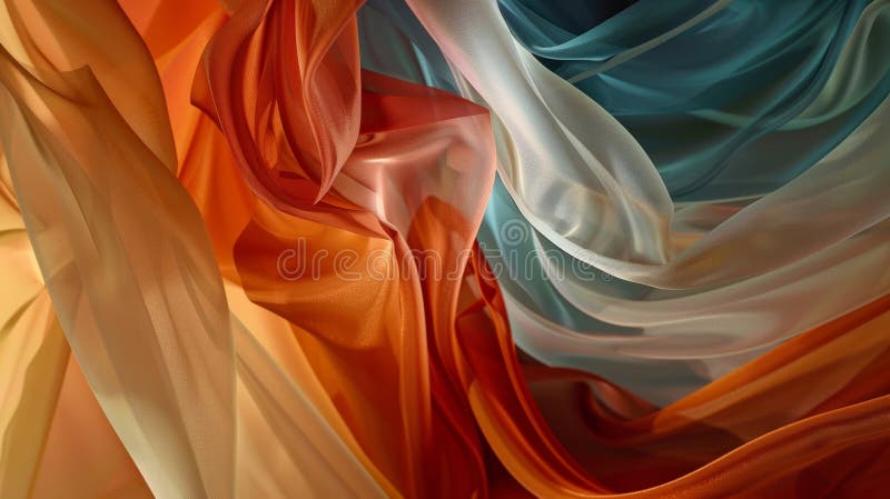 A Cascade of Silky Material Cascades Down from Above Creating a ...