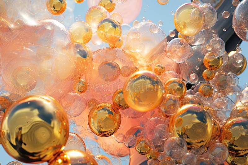 Cascade of Translucent Bubbles Floating in the Air, Capturing the ...