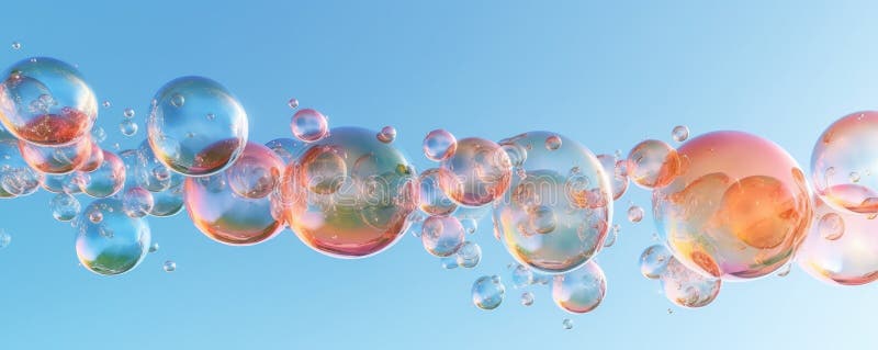 Cascade of Translucent Bubbles Floating in the Air, Capturing the ...