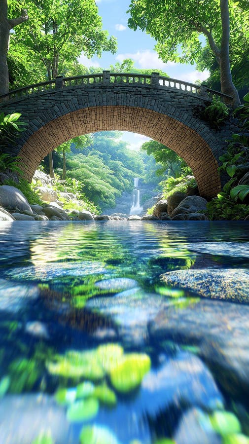 Cascade Under the Arch, Stonebridge Stock Illustration - Illustration ...