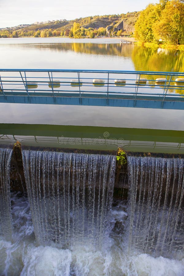 Cascade on urban lake stock photo. Image of plant, environment - 108885358