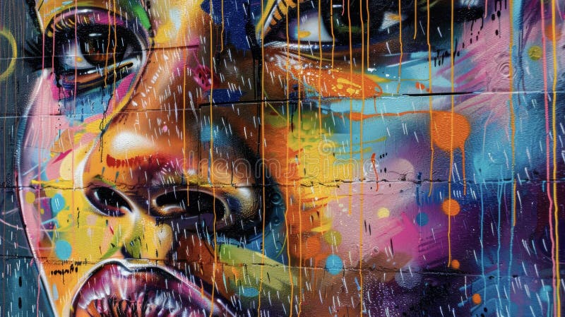 A Cascade of Vibrant Hues Washed Over by a Drizzle of Rain Adding Depth ...