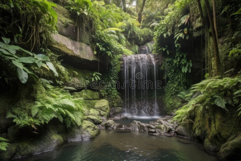 Cascade of Waterfalls Surrounded by Lush Greenery, a Peaceful Escape ...