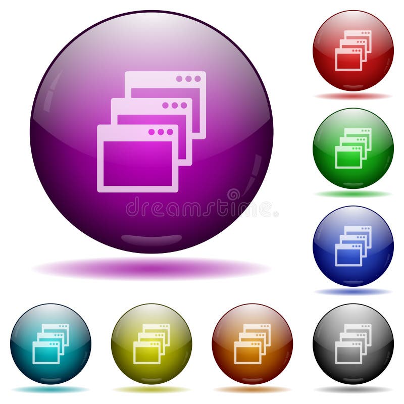 Cascade Window View Mode Glass Sphere Buttons Stock Vector ...