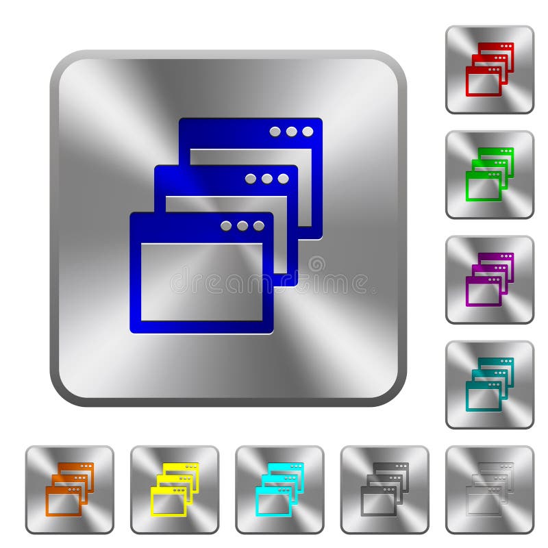 Cascade Window View Mode Rounded Square Steel Buttons Stock Vector ...