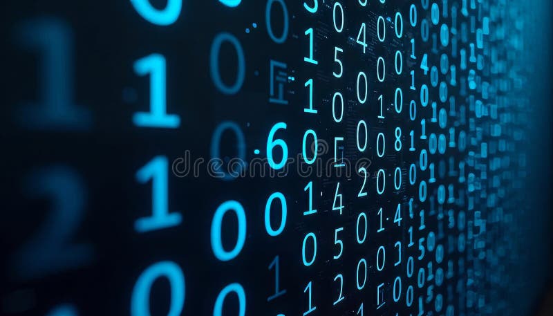 Cascading Blue Binary Code On Dark Background Futuristic Technology