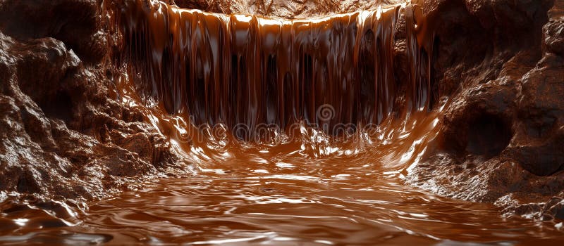 A Cascading Chocolate Waterfall Plunges from the Top Left, Feeding an ...