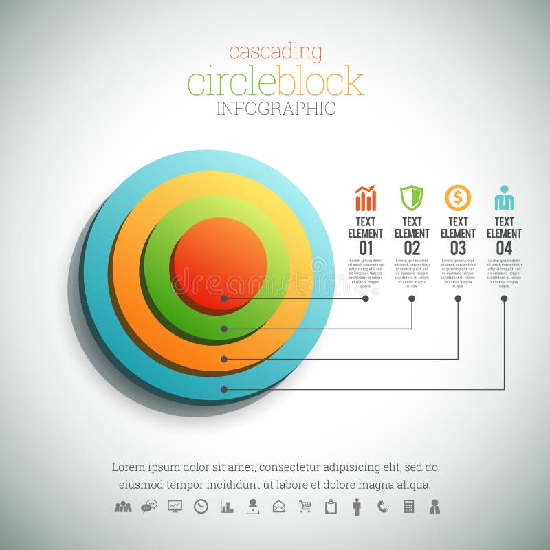 Cascading Circle Block Infographic Stock Vector - Illustration of ...