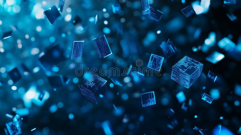 Cascading Data Streams Abstract Blue Symbols Visualizing Digital ...