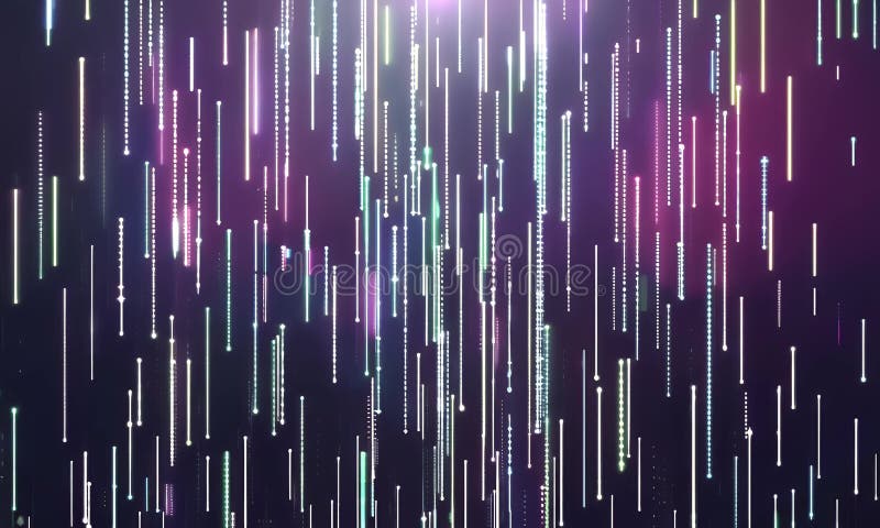 Cascading Digital Rain with Glowing Dots and Dynamic Streams of Light ...