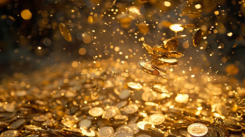 Cascading Gold Coins: Financial Windfall Stock Image - Image of symbol ...