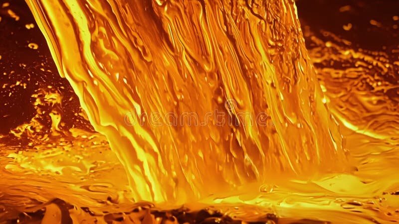 Cascading Layers of Molten Bronze Cascading Down Creating Abstract ...