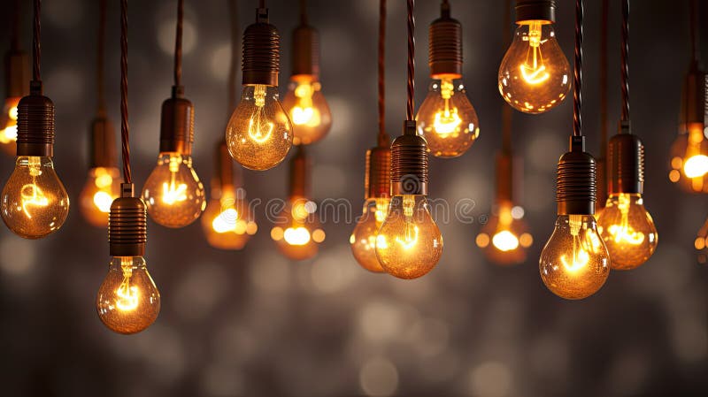 Cascading light bulb chain stock illustration. Illustration of ambiance ...