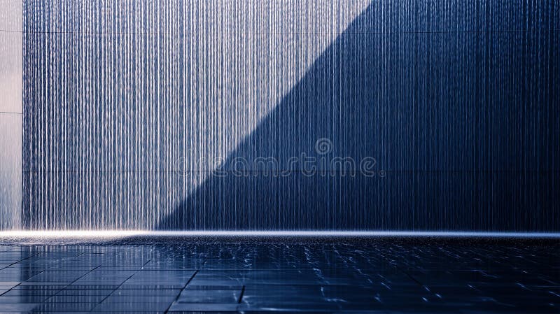 Cascading Lines of Rain Captured in Mid-motion at an Urban Water ...