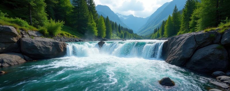 Cascading Mountain Waterfall, Churning River Rapids , Image, Light ...