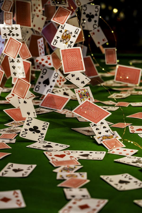 Cascading Playing Cards on a Green Snooker Table â€ Dynamic and Vibrant ...