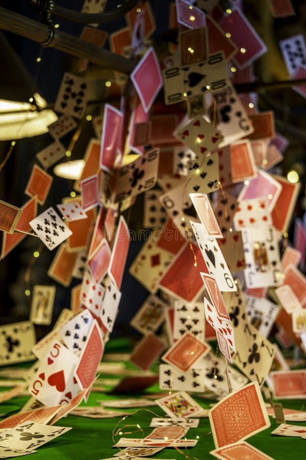 Cascading Playing Cards on a Green Snooker Table â€ Dynamic and Vibrant ...