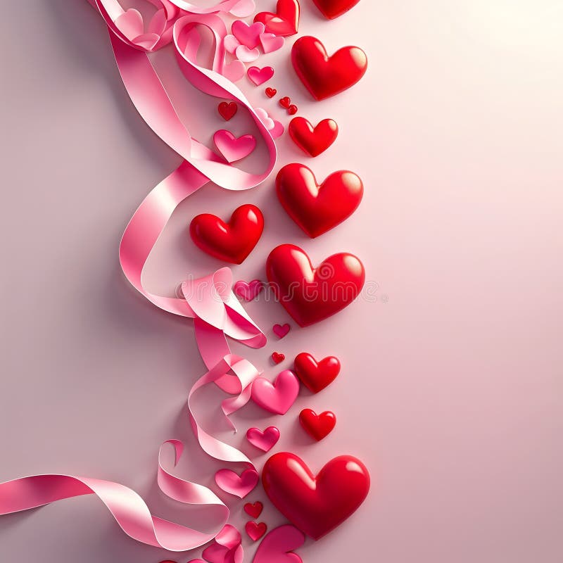Cascading Red and Pink Hearts on Vertical Layout Stock Illustration ...
