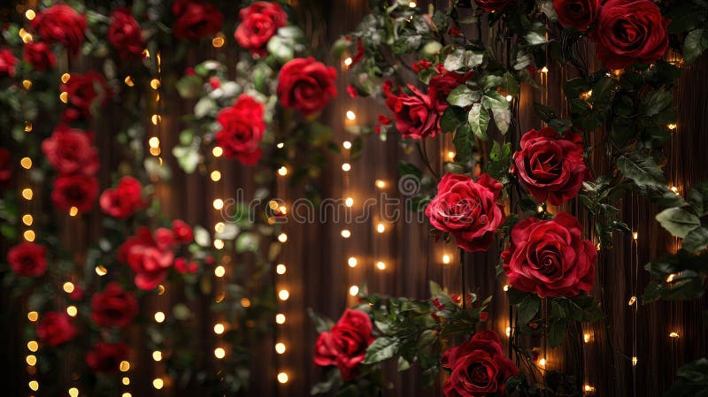 Cascading Roses with Intimate Lighting Create Romantic Backdrop for ...