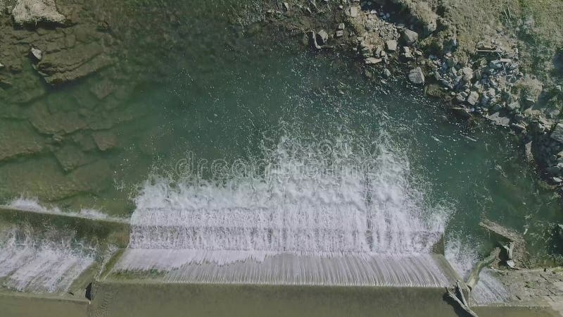 Cascading Serenity: Waterfall Over Rural Dam at Twilight Stock Footage ...