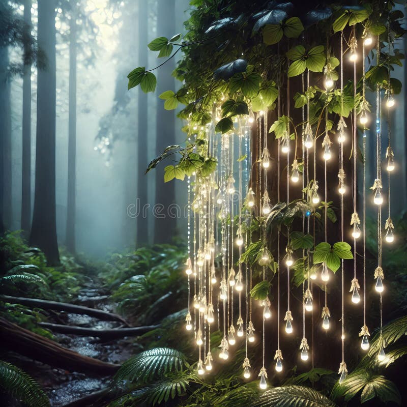 A Cascading Series of LED â€œdropletsâ€ Attached To Artificia Stock ...