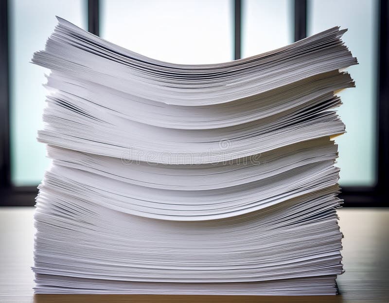 A Cascading Tower of Stacked White Printer Paper Sheets Forming a ...