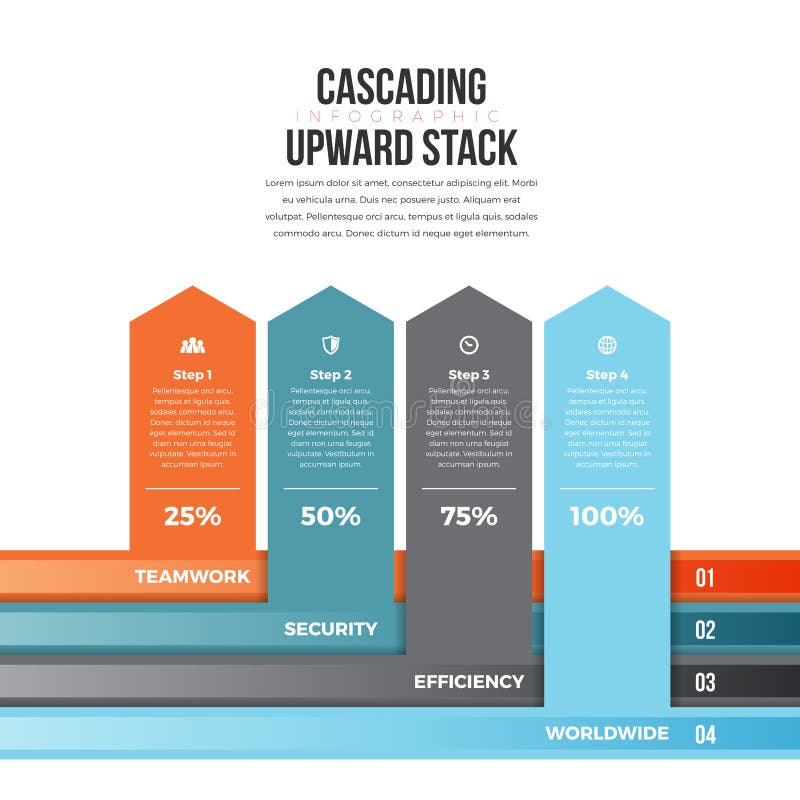 Cascading Upward Stack Infographic Stock Vector - Illustration of label ...